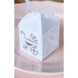 Hollow Laser Cut Baby Stroller Box Plk (10 Pcs) - White